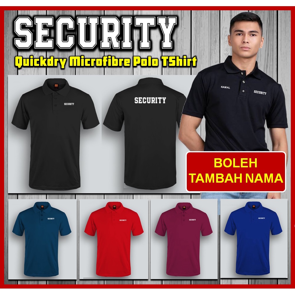 TSHIRT SECURITY KESELAMATAN | BOLEH TAMBAH NAMA ANDA | QUICKDRY POLO ...