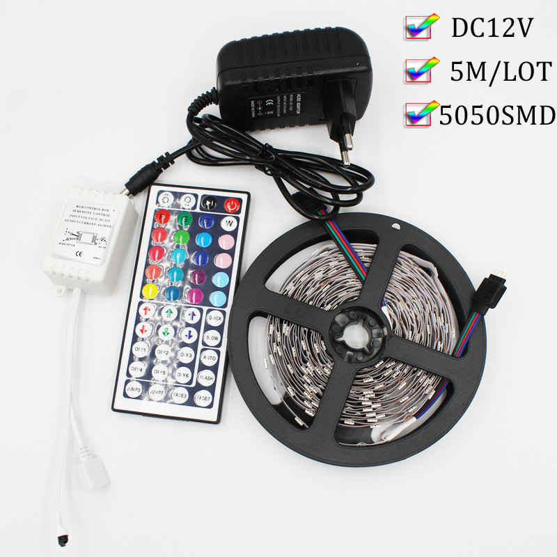 LED Strip Lights 5050 SMD 5M Full Kit DC 12V RGB /White / Warm White ...