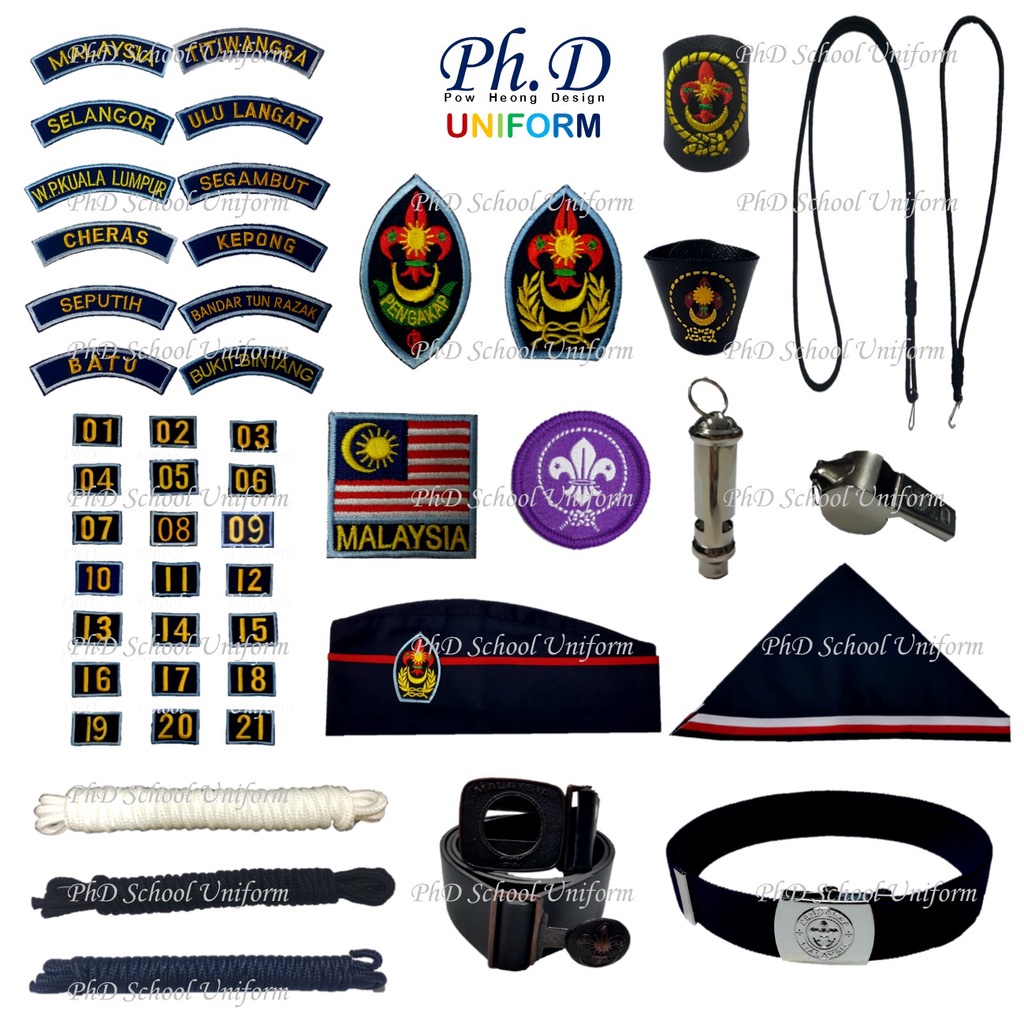 PhD Scout Pengakap Acc Set Lengkap Lencana Bahu Dunia Keahilan Topi ...