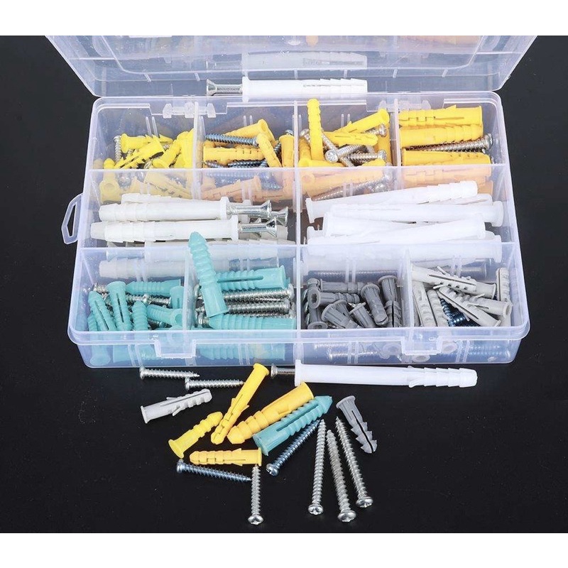 200pcs M4 M5 Nylon Plastic Wall Plug Anchor Gray Plak Dinding set box ...