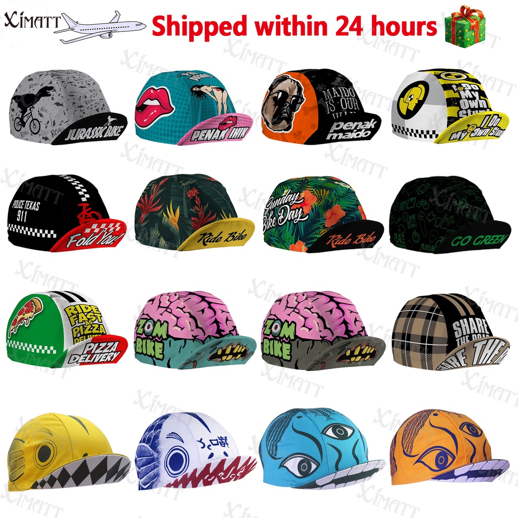 [2023 New] Cycling Cap Pizza Fish With Wings Bulldog Cartoon Print ...