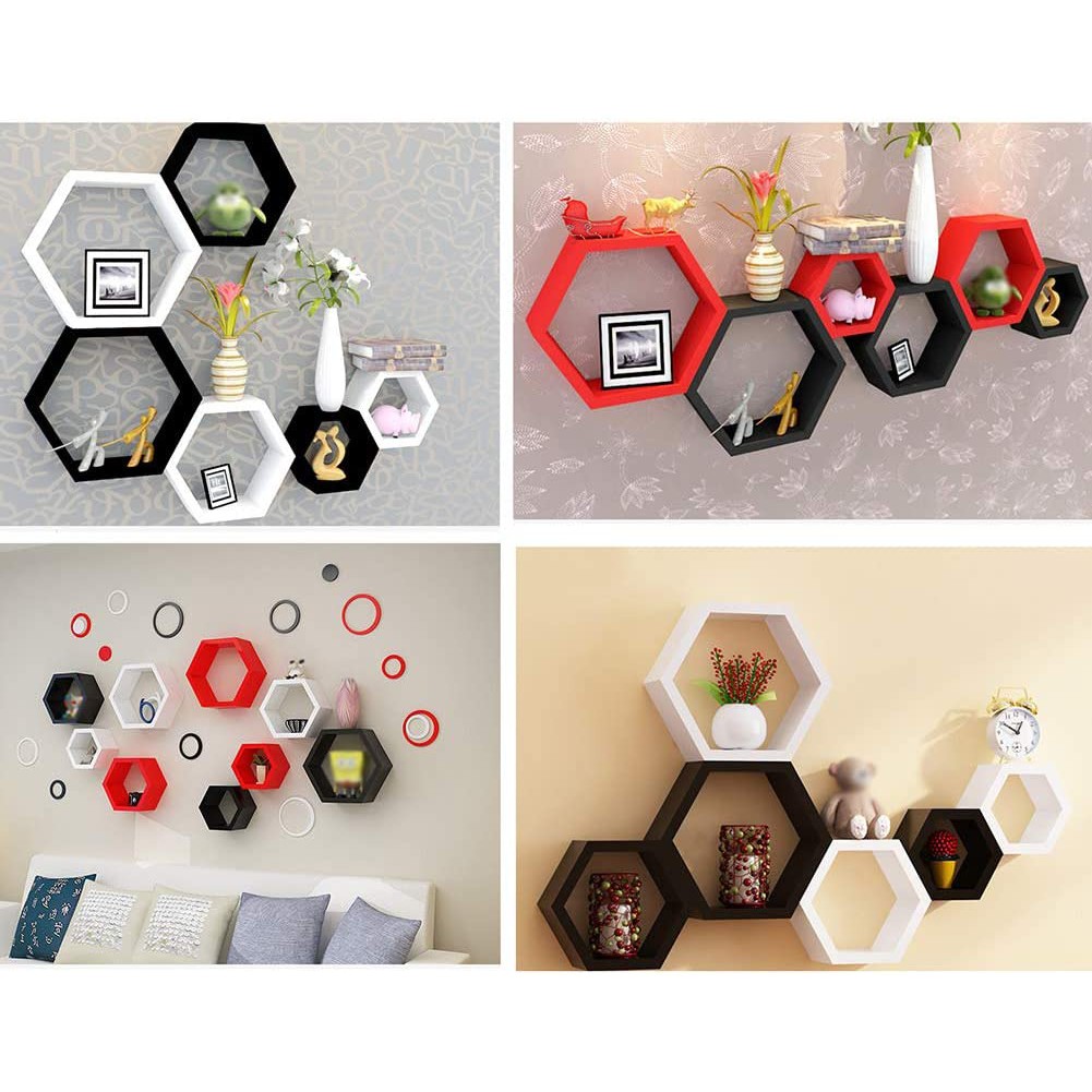 KAYU JADDI Hexagon Wooden Shelf 1 piece Hexagonal Wooden Shelf ...