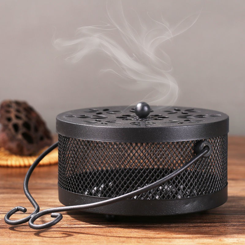 Metal Safe Mosquito Coil Holder with Cover Handle Mosquito Incense ...