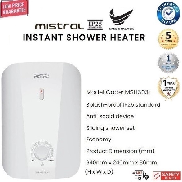 Mistral Instant Shower Heater (MSH303i) *Installation Available ...