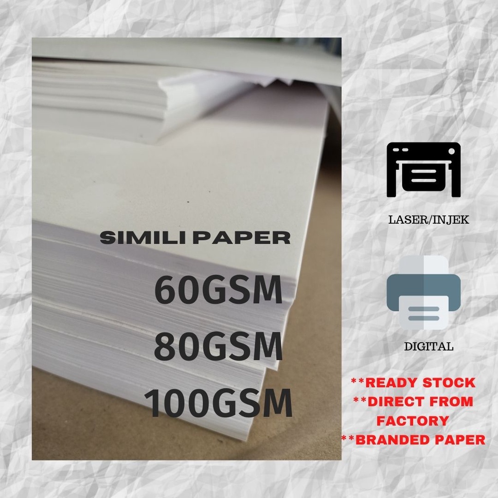 60GSM/ 80GSM/100GSM/140GSM SIMILI Paper (WOODFREE) /DIGITAL & LASER ...