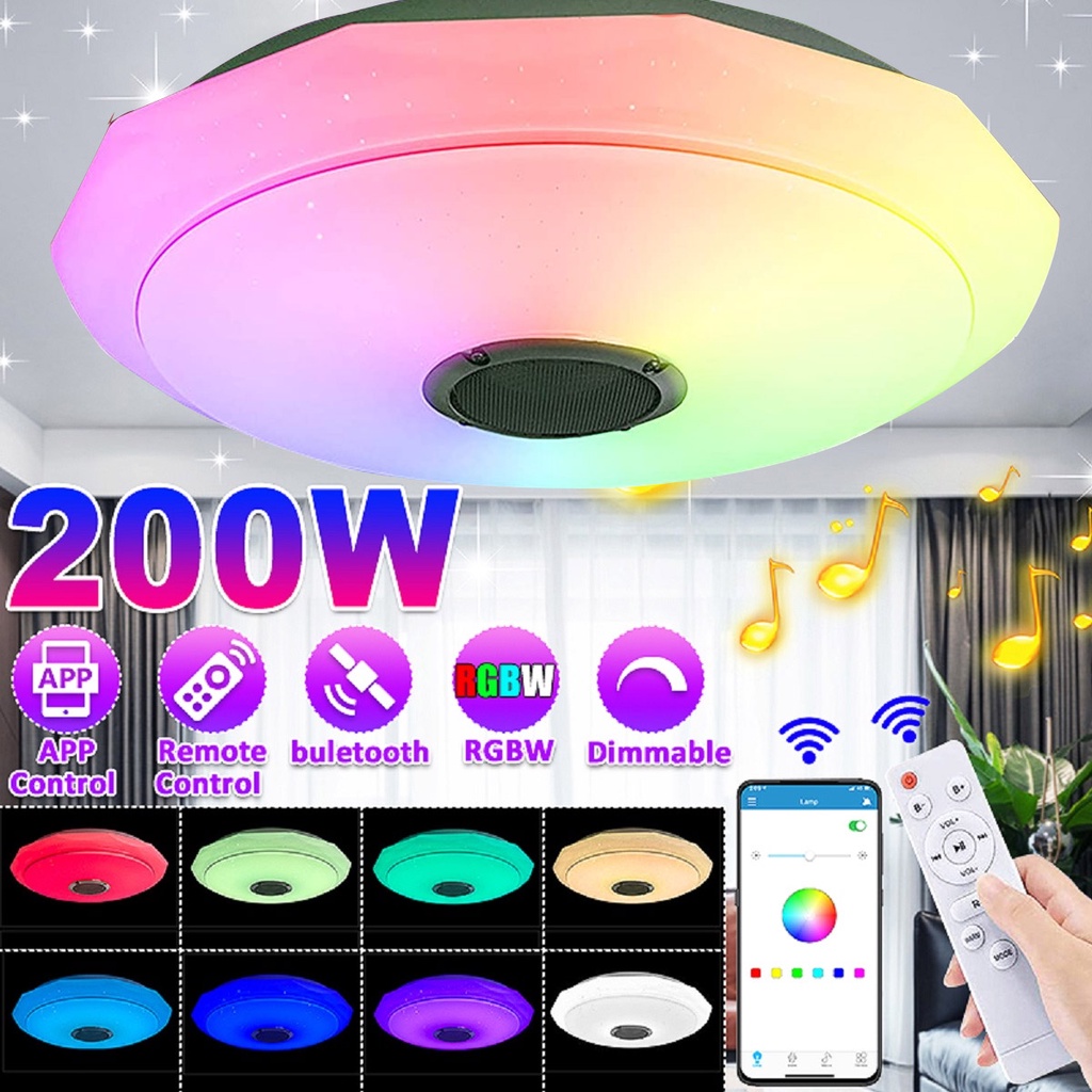 200W WiFi Modern RGB LED Ceiling Lights Home Lighting APP bluetooth ...