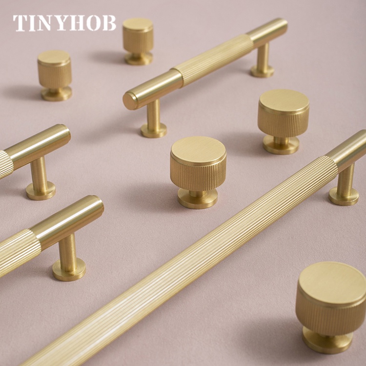 Satin Brass Vertical Pattern Design/T bar Cabinet Handle Kitchen ...