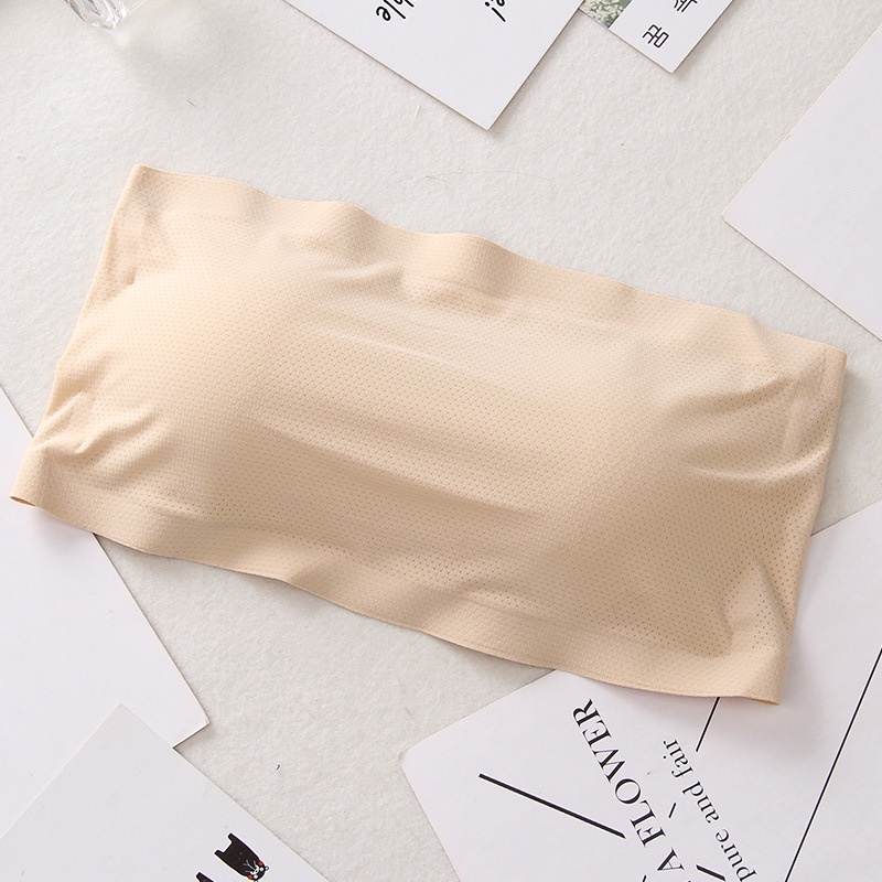 Korean Ice Silk Tube Top Seamless Bra Strapless One-Piece Bras High ...
