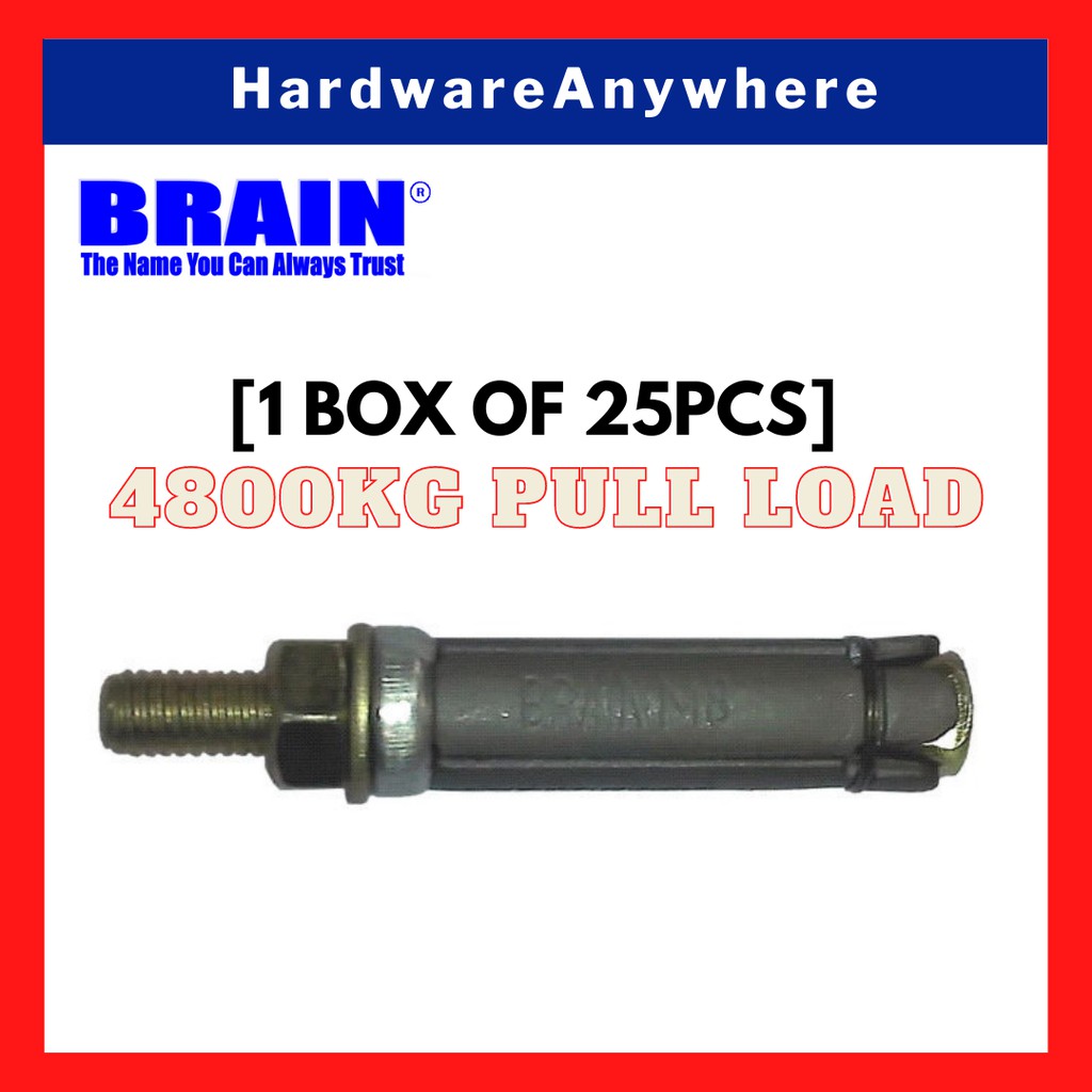 BRAIN KAC Expansion Bolt with End Thread [1Box of 25pcs] - Hex Nut ...