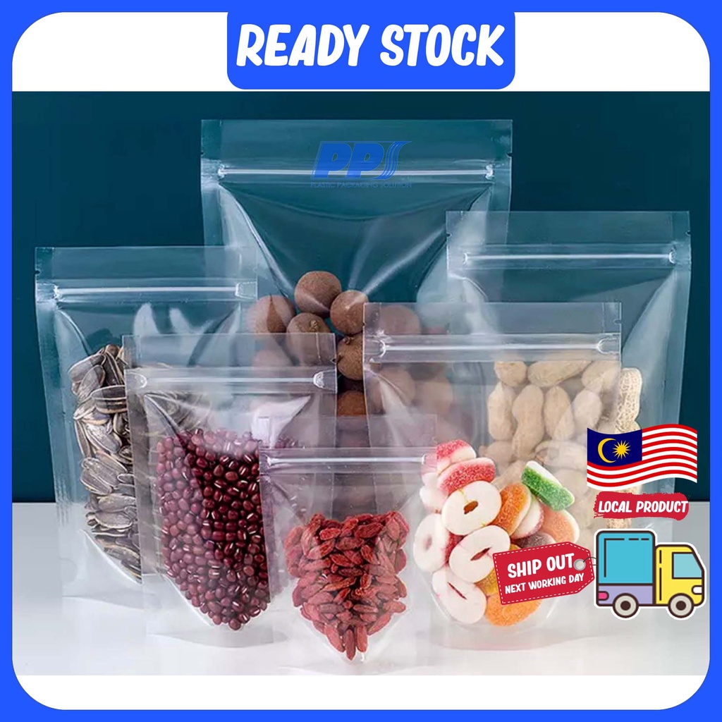 50pcs Transparent ziplock bag/Zipper standing plastic stand pouch ...