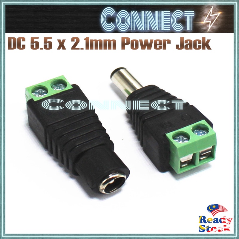 DC Power Jack 5.5 x 2.1mm Screw Type Female Male For CCTV WS2812B ...