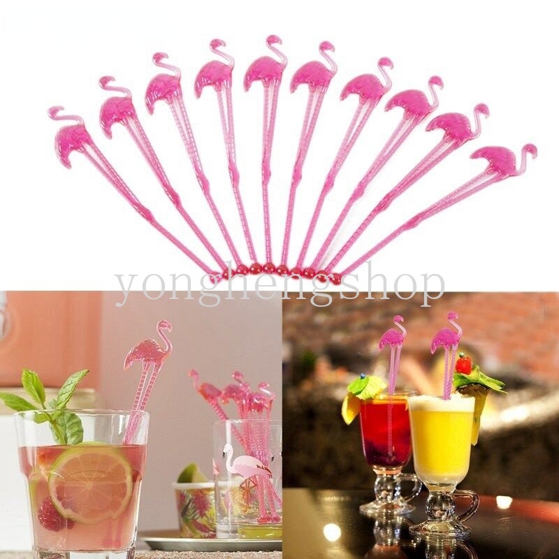 10pcs/set Flamingo Mixing Bars Drink Stirrer Cocktail Stick Rod Juice ...