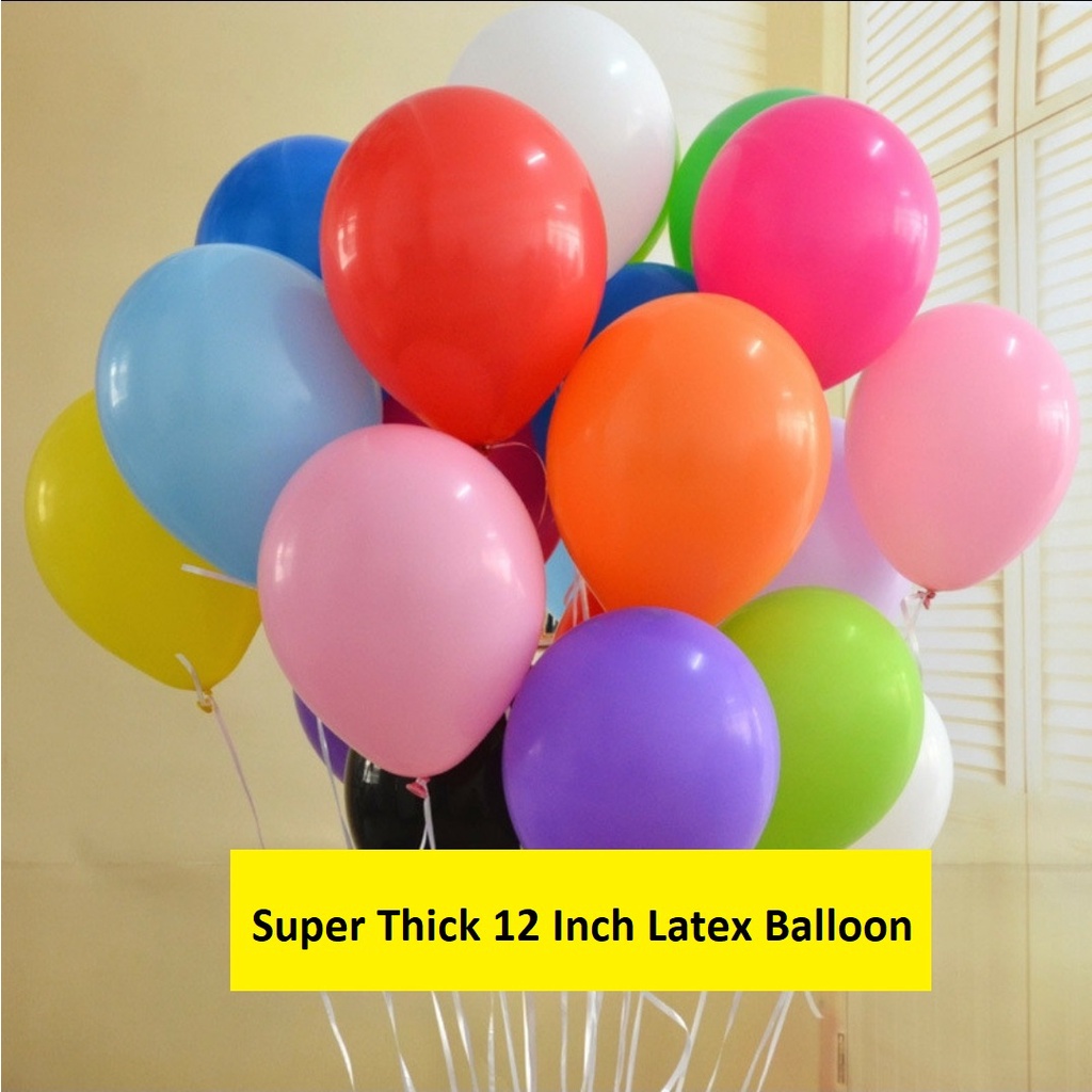 (SG Seller) Thick Latex Balloon 12 inch Matte Super Thick Balloon| Free ...