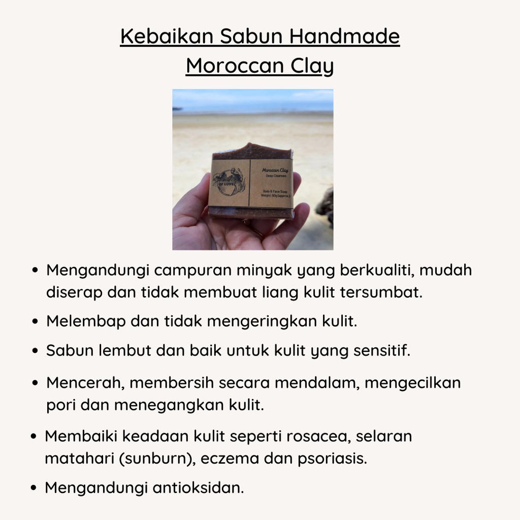 Moroccan Clay (Deep Cleanser/100% Homemade Soap/Sabun Mandi/Muka ...