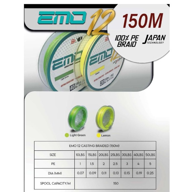 EXP EMO CASTING BRAID X12 ( 100%PE BRAID ) | Shopee Singapore