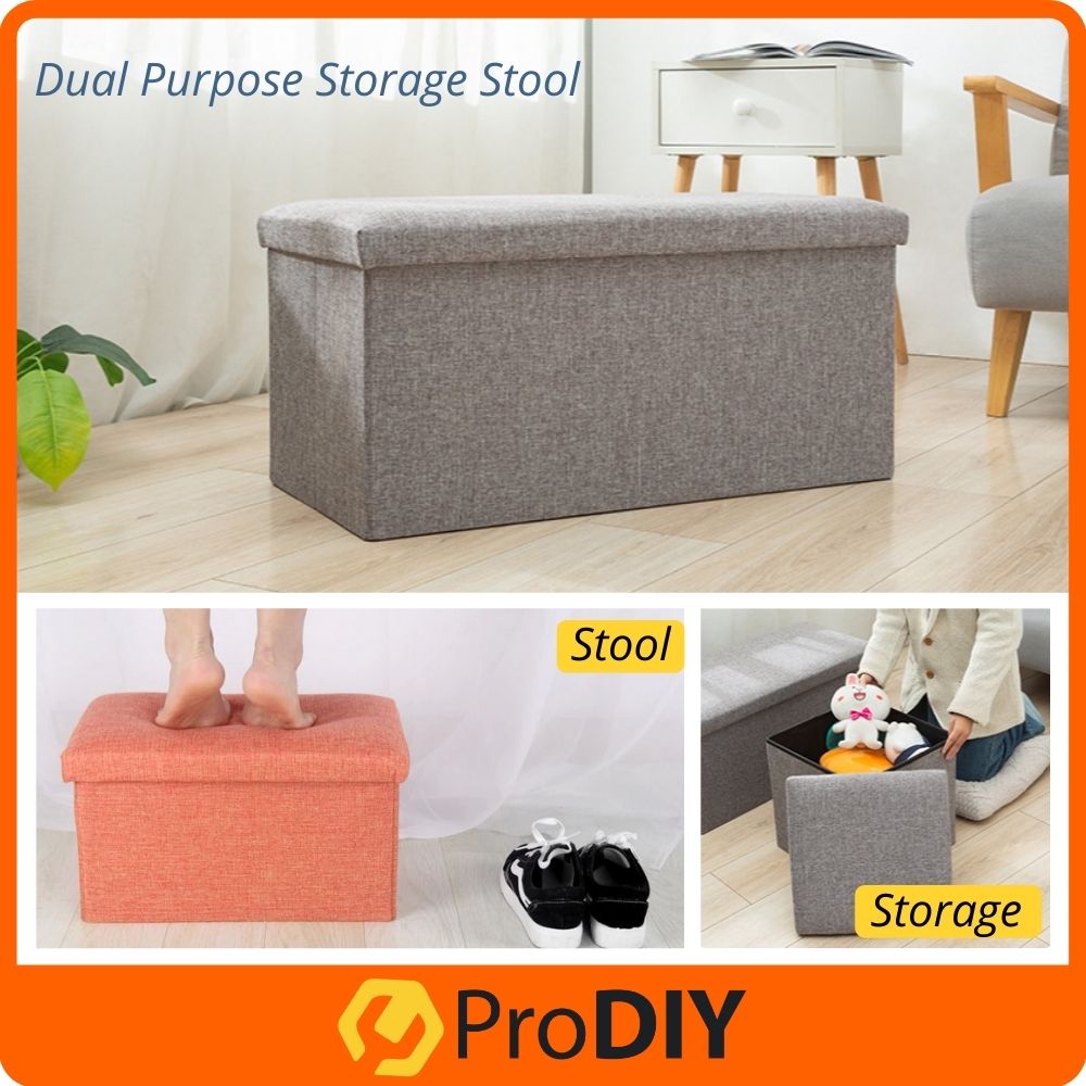 STORAGE STOOL Bench Fabric Foldable Furniture Organizer Ottoman - Foot ...