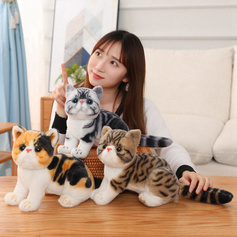 26cm Stuffed Lifelike Cats Plush Toy Simulation American Shorthair Cute ...