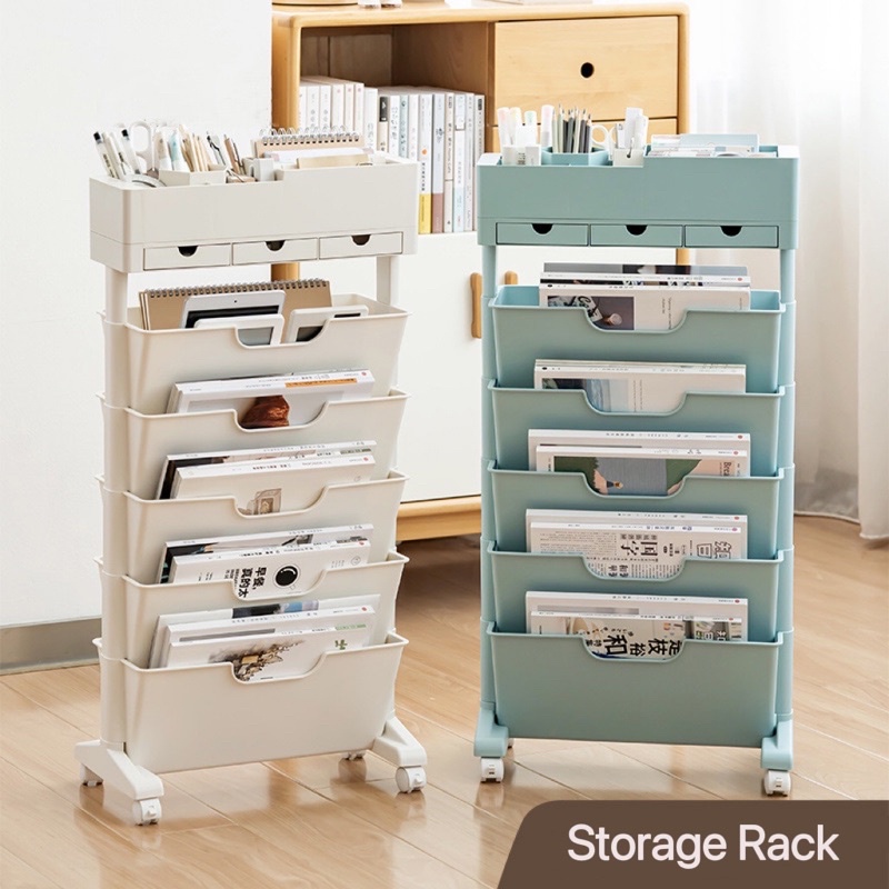 5 Tiers Multipurpose Portable Storage Rack with Roller | Shopee Singapore