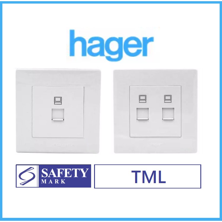 Hager RJ45 Cat 6 Single Double Data Outlet White WXET1RJ6 WXET2RJ6 CAT6 ...