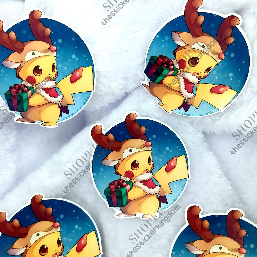 💕 WATERPROOF💕 Pikachiu/ Chirstmas Onsie/ Pokemon/ Laptop Sticker/ Car ...