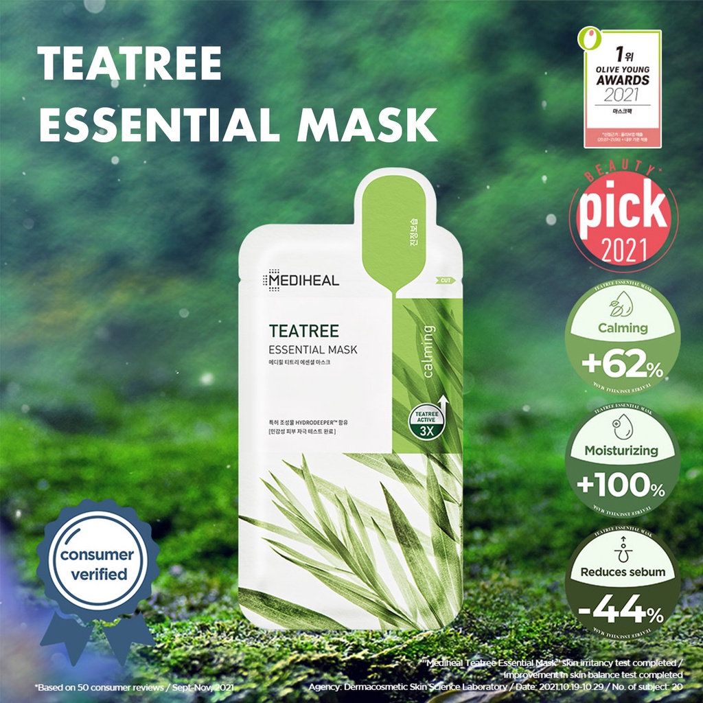 MEDIHEAL NEW Teatree Essential Mask - [Box 10 sheets | Pack 5 sheets ...