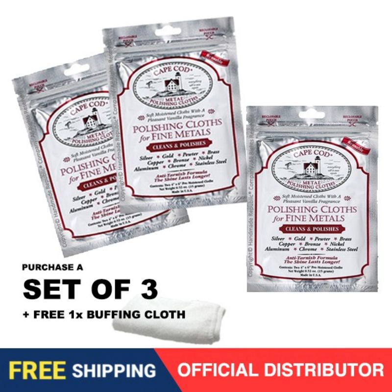 Cape Cod ® Polish - Metal Polishing Cloths (Set of 3 packs - with FREE ...