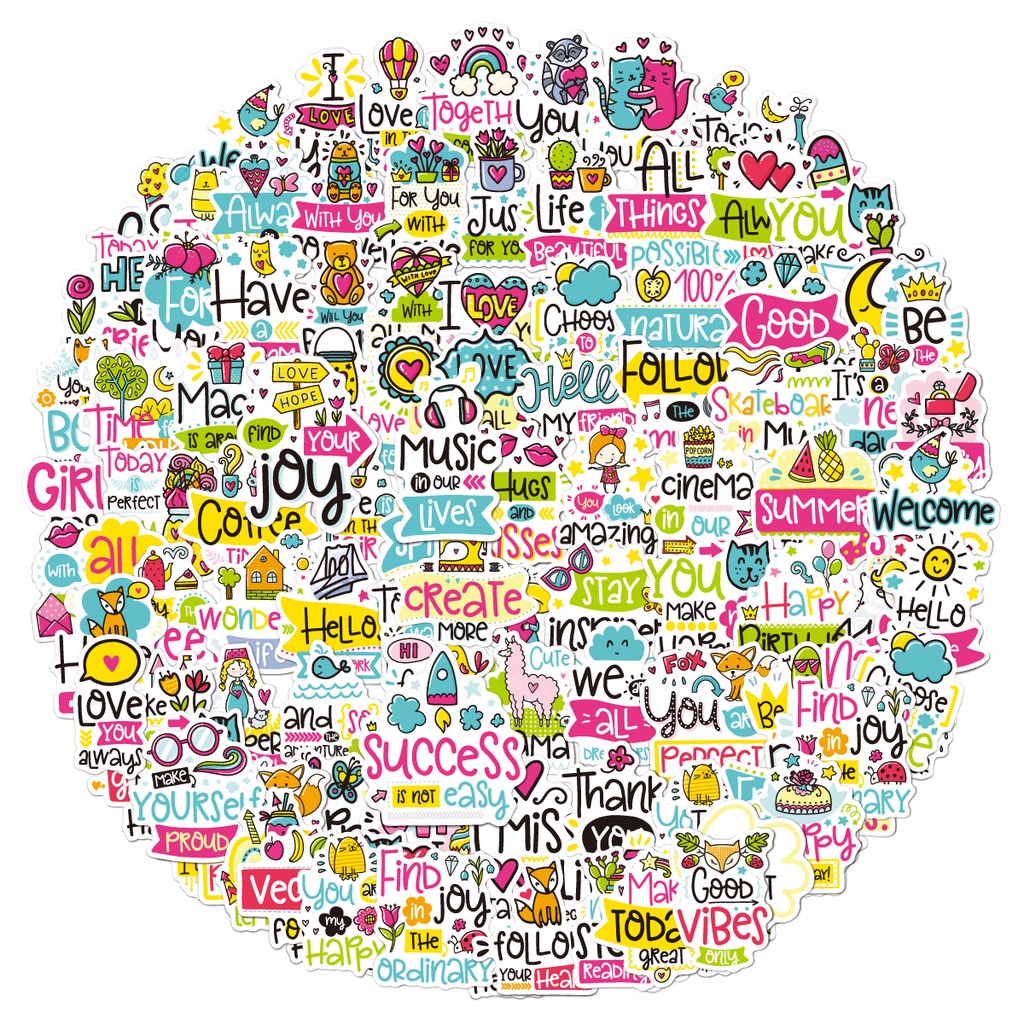 [SG]50/100/200pcs Inspiring quotes Sweet Encouraging Words Sticker PVC ...