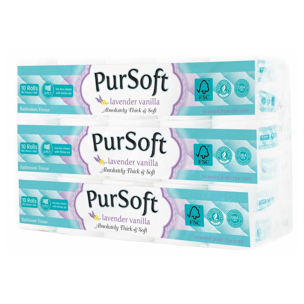 Pursoft 4ply Lavender Vanilla Scented Core Bathroom Tissue (30x180s ...