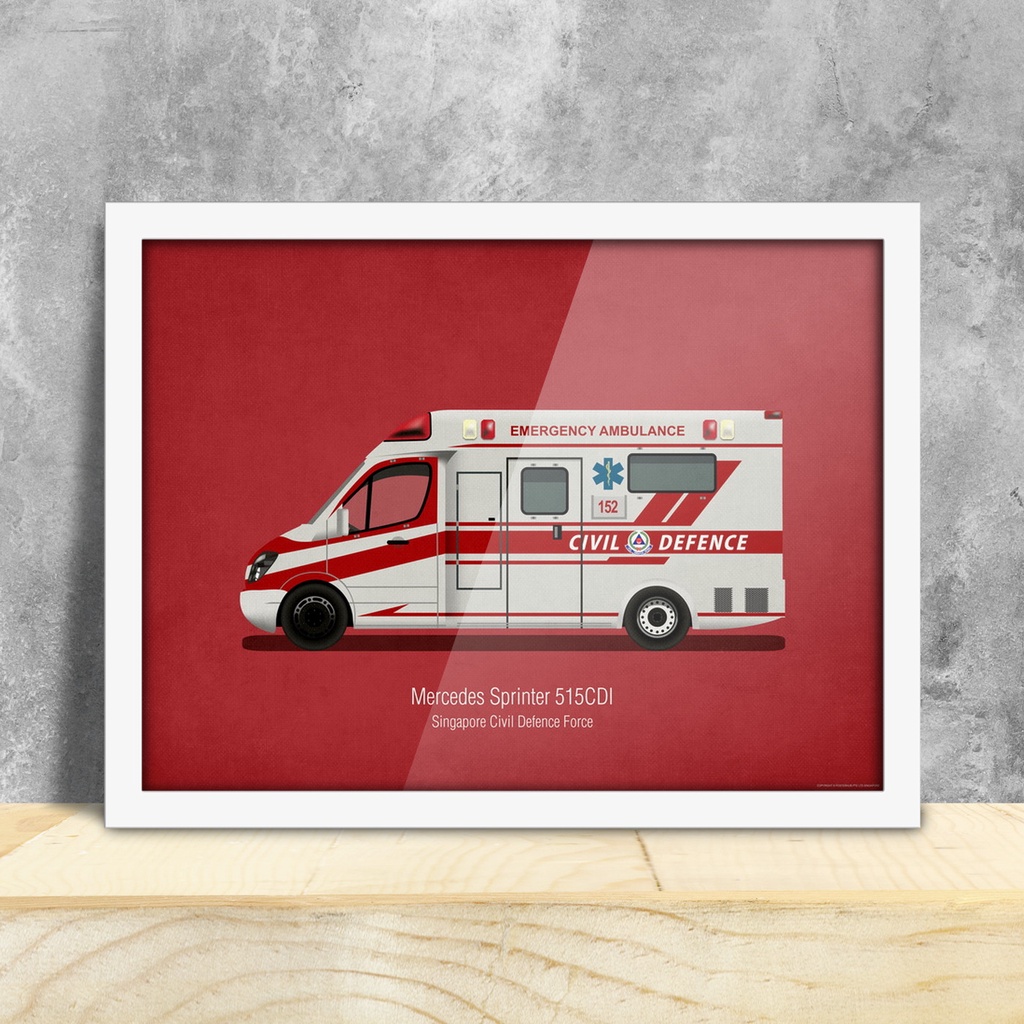 Singapore Yesteryear - Scdf Ambulance Transportation Art Decor Poster ...