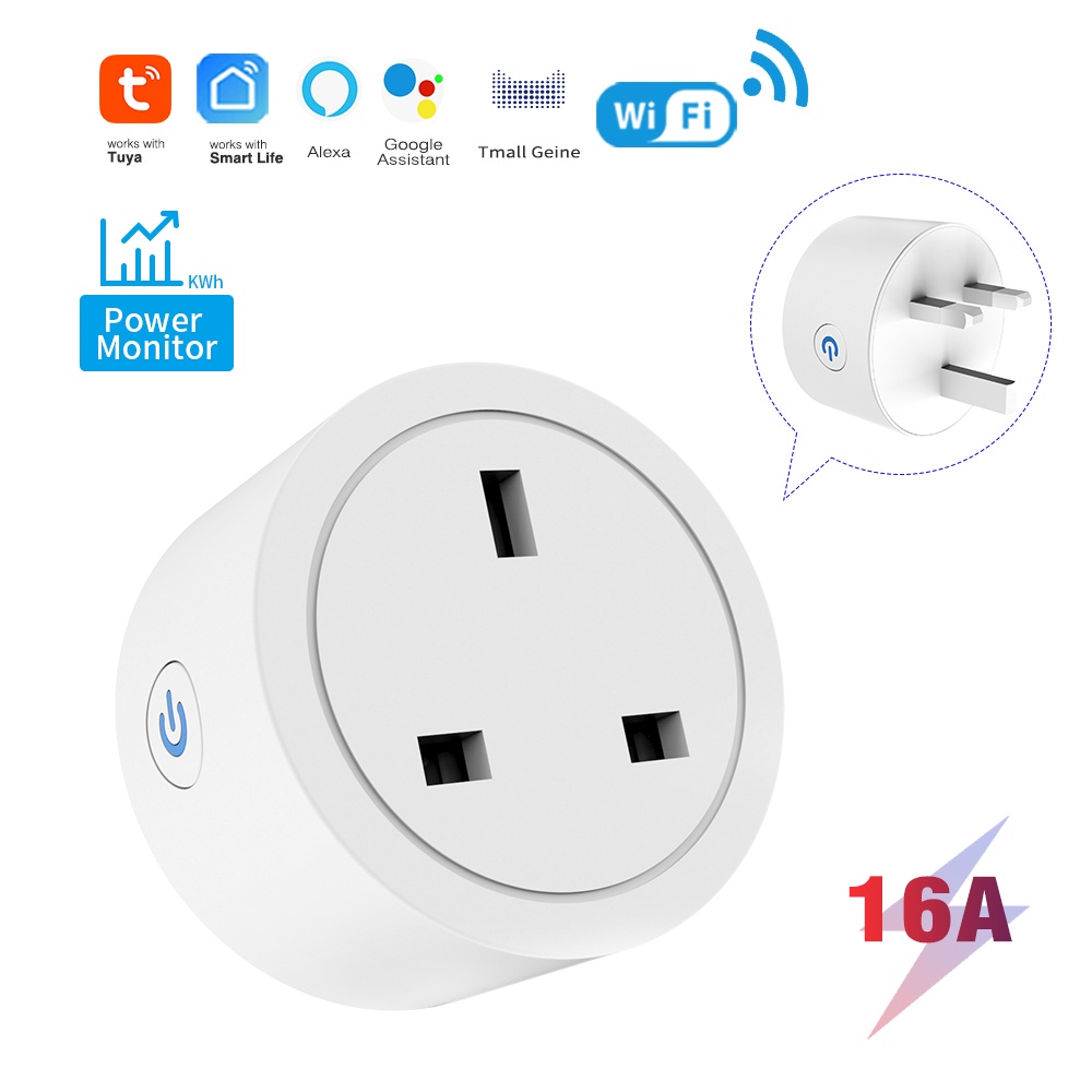 Sixwgh 20a Tuya Wifi Socket Uk Plug Smart Socket Wifi Switch Energy
