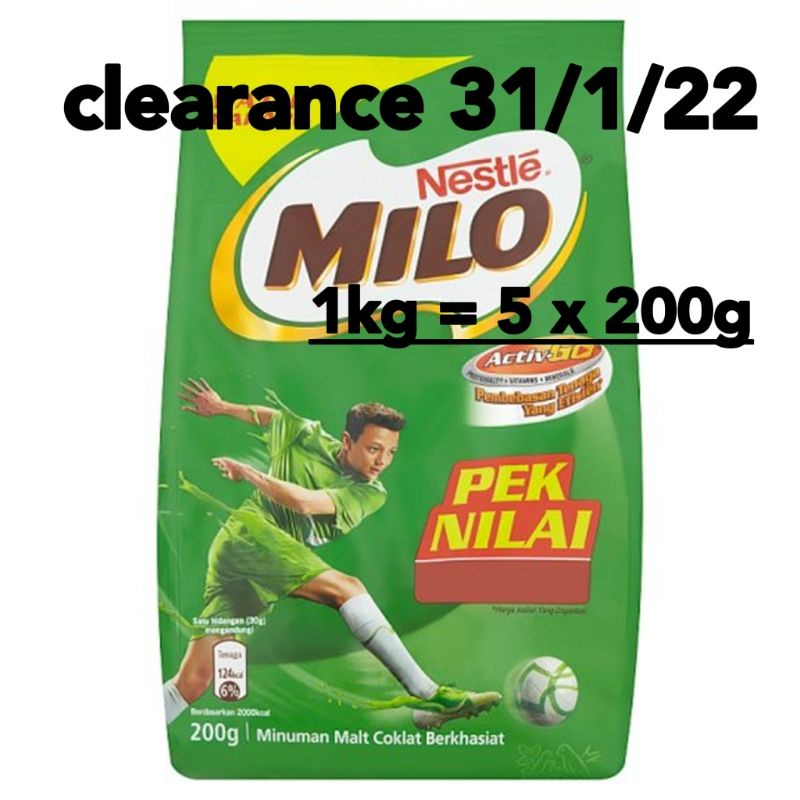 Milo activ-go soft pack 1kg (5x200g) | Shopee Singapore