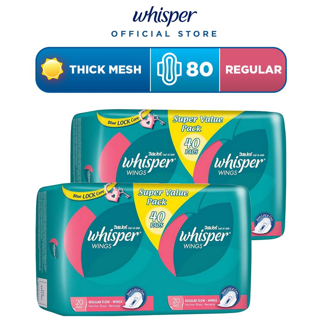 [Bundle of 2 Value Pack] Whisper Sanitary Pads Wings 23cm 40pc | Shopee ...