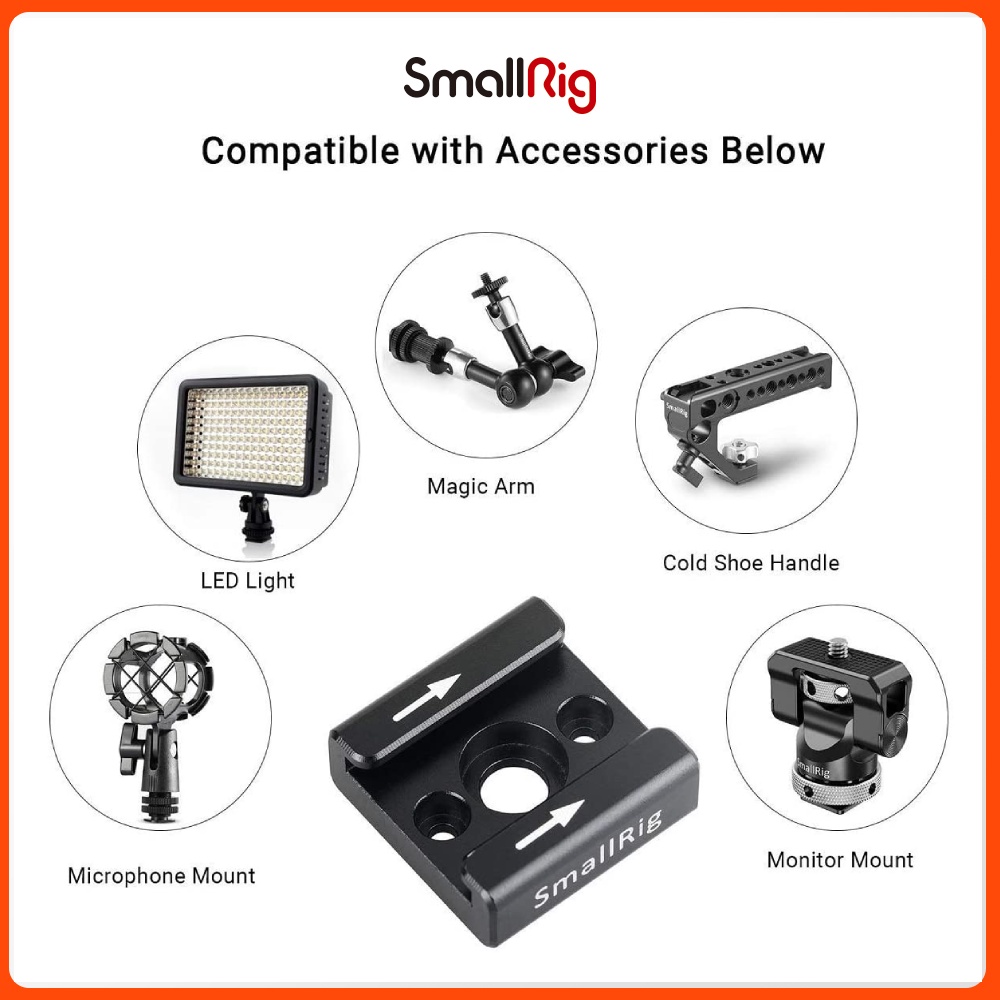 SmallRig Cold Shoe Mount Adapter with 1/4’’ Thread Hole for Camera and ...