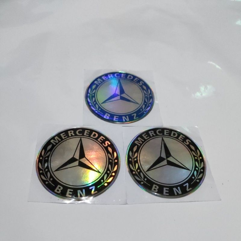 MERCEDES BENZ Logo Embossed Sticker SIZE 7x7. | Shopee Singapore