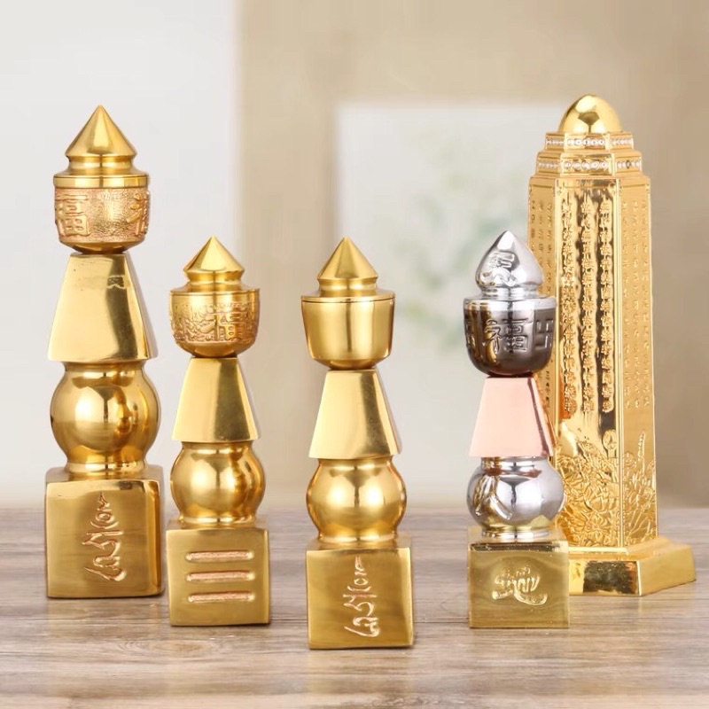 🧧SG～ ️FengShui Bronze 5 Elements Pagoda 风水纯铜五行五轮化煞塔/五黄柱 | Shopee Singapore