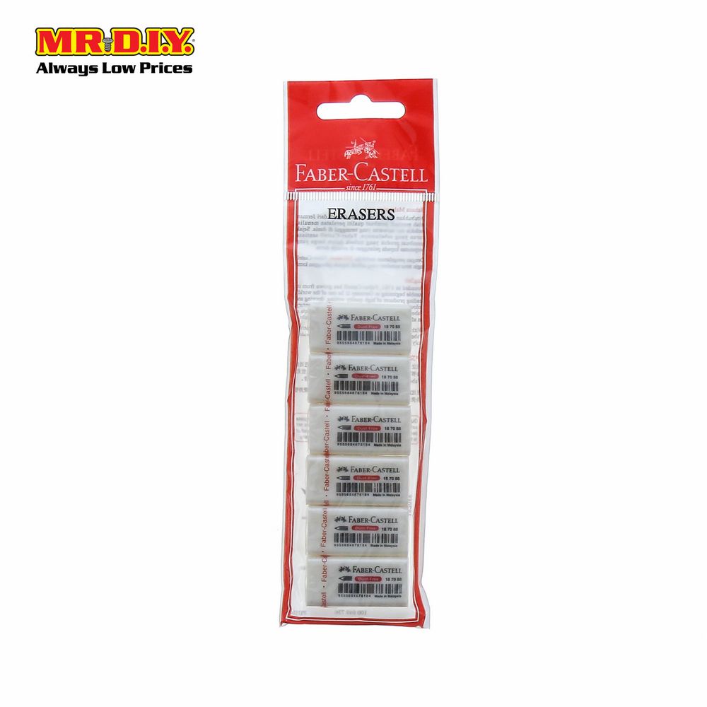 (MR.DIY) FABER-CASTELL White Dust-Free Eraser Set (6pcs) | Shopee Singapore