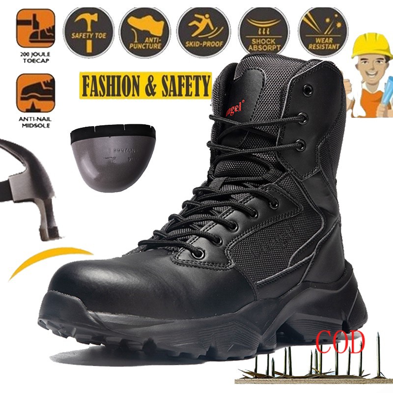 【COD】【Ready Stock】 39-46 Zipper Waterproof Army safety boots Men's ...