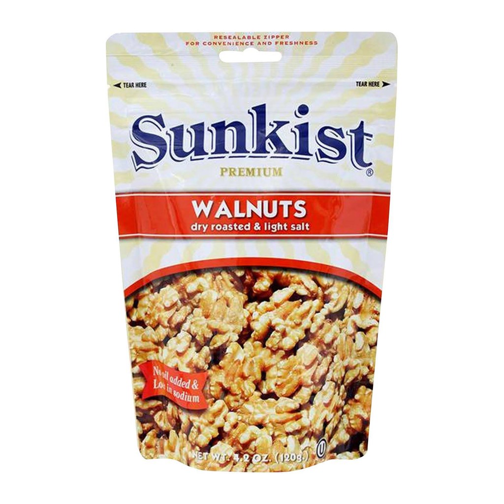 Sunkist Premium Walnuts Dry Roasted And Lightly Salted 120g | Shopee ...