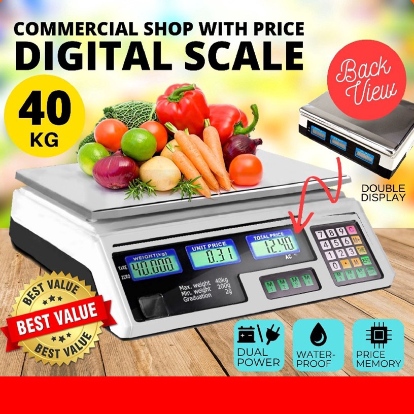 40kg Electronic Digital Scale Rechargable Price Counting Weighting ...