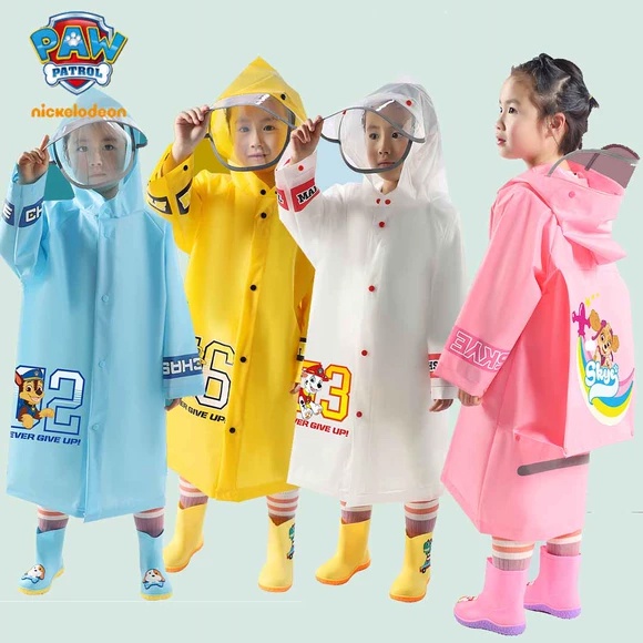 PAW Patrol Kids Children Raincoat Suit for Girls Boys Waterproof Hooded Cartoon Rain coat with ...