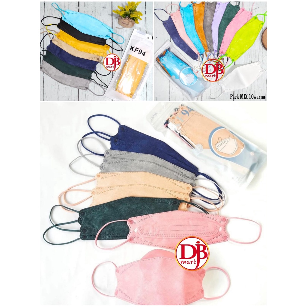 Djb - Korean 4Ply KF94 Mask - MIX COLOR Adult Mask Repack contains 10 ...
