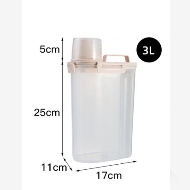[Upgraded] 3L Rice Airtight Container 4 Buckles Dry Food Cereal Storage ...