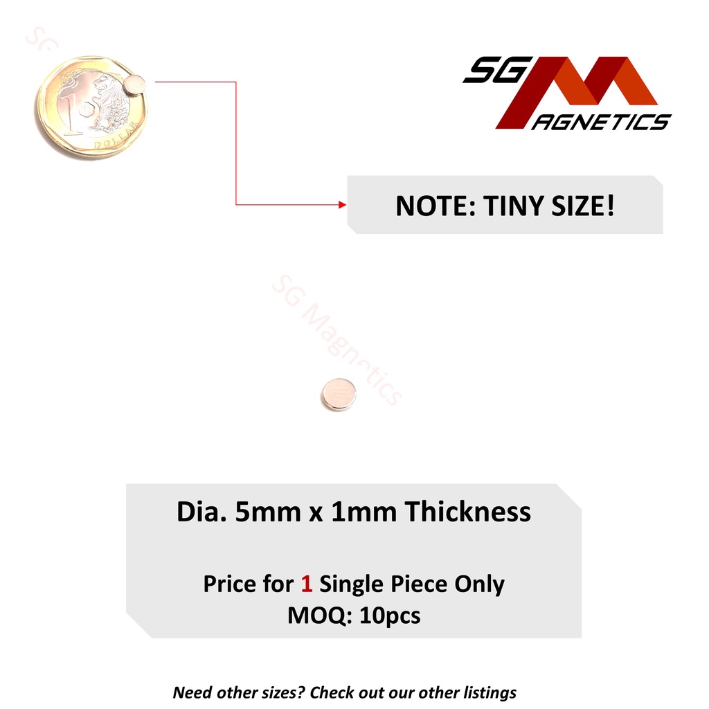 SG Stock Dia 5x1mm Magnet Neodymium Disc Circular Round Small Strong ...