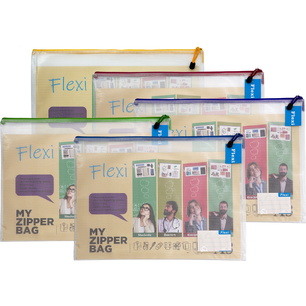 Flexi A3 Mesh Bag with Colour Zip for Documents, Art and Craft Projects ...