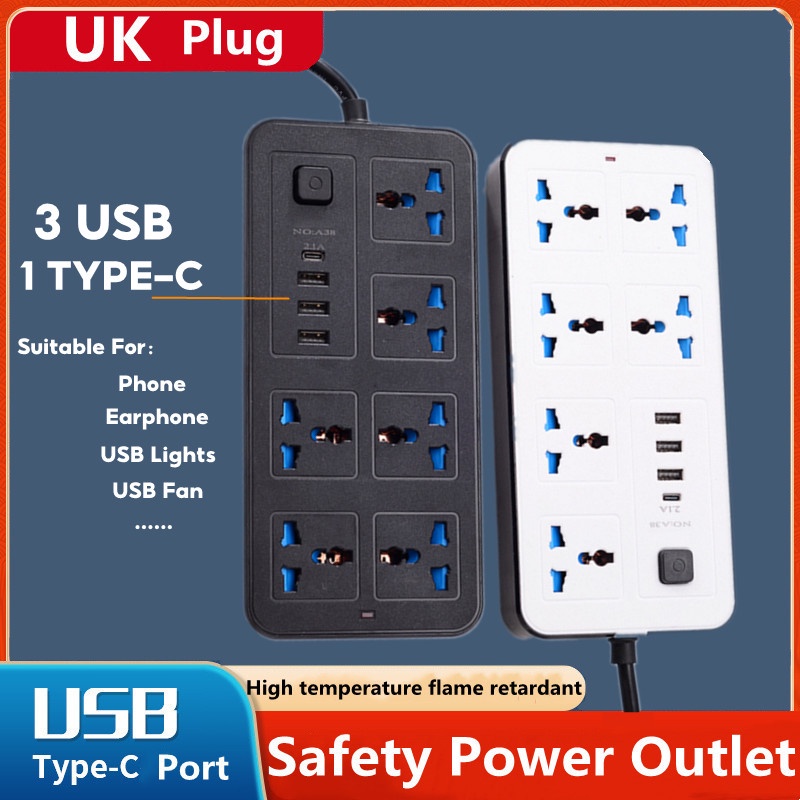 Porous Socket Extension Plug With USB+Type-c Ports Power Strip ...