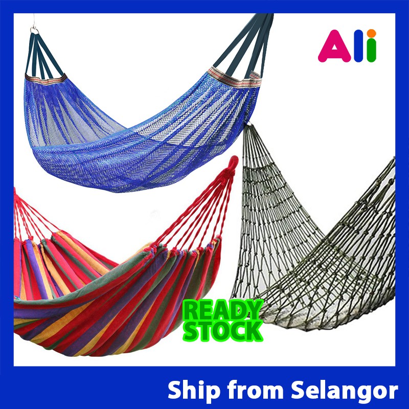 Hammock Buaian Outdoor Canvas Fabric Camping Striped Hammocks Tree ...