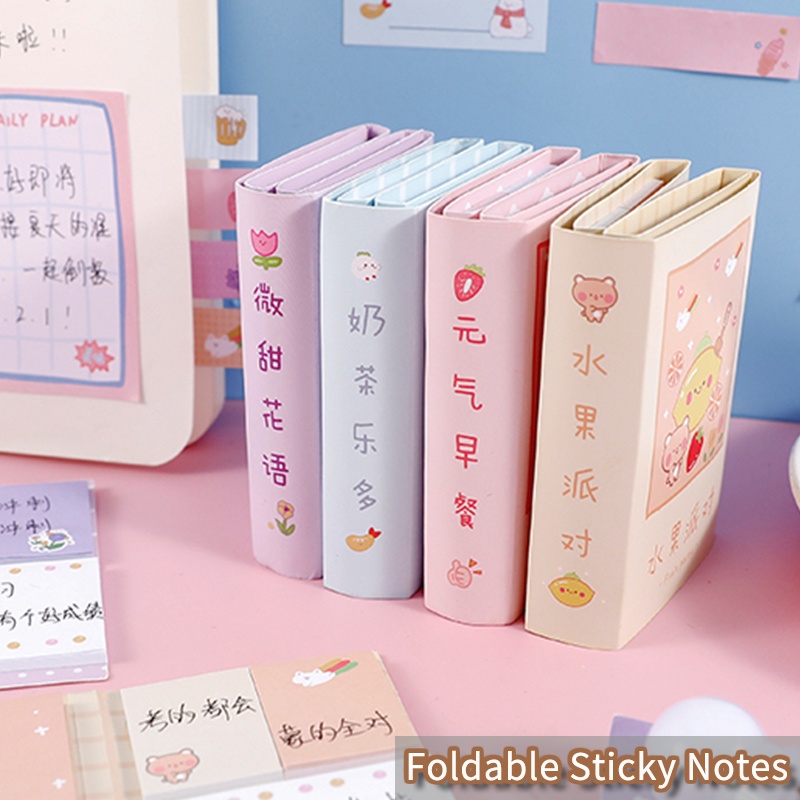260 Sheets Cute Cartoon Foldable Sticky Note Set INS Office Guestbook ...
