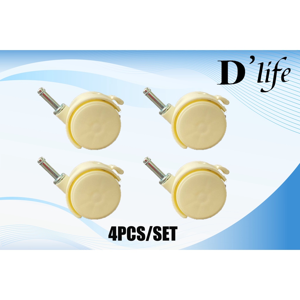 D'Life 4PCS/SET WHITE 40mm Socket Castor Trolley Wheel Cabinet Caster ...