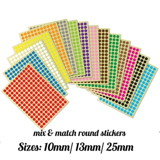 [SG Seller] 10mm/13mm/25mm Round Sticker Label Dot Sticker Colourful ...
