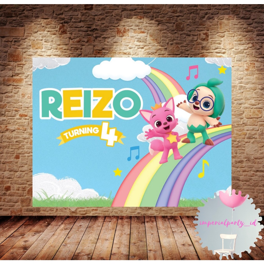 Custom Happy Birthday Backdrop Banner Pinkfong Rainbow Hogi Banner ...